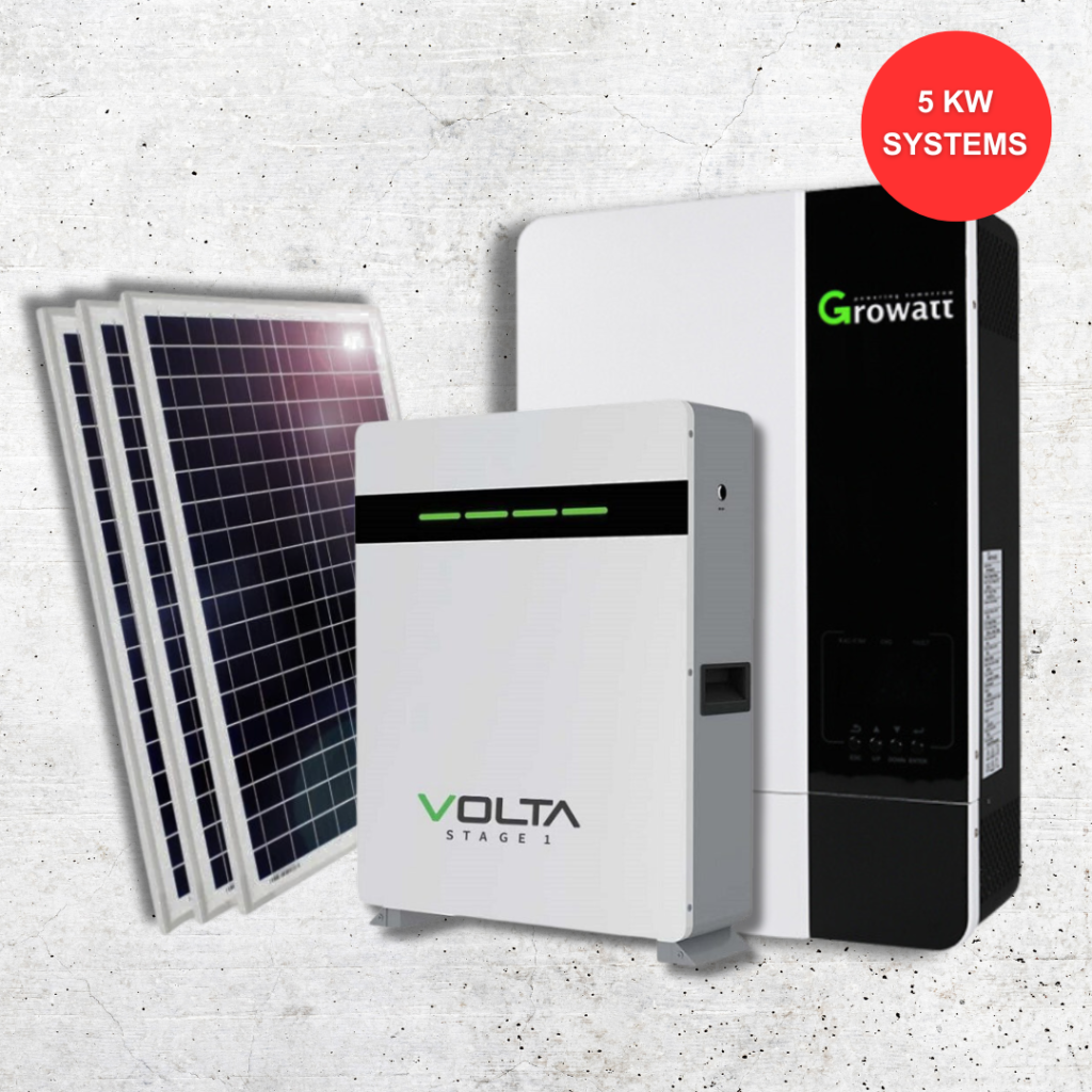 5kw Growatt Inverter + 5.1kwh Volta Lithium Battery + 6x 550w JA Mono ...